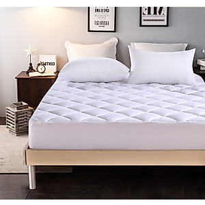 Premium Plus Mattress Pad, Breathable, Quilted Topper, Deep Pocket, Stretch to Fit, Microfiber, Extra Plush, RV Short King 72 by 75 inches, 18 inch Depth, 15 oz Fill per sq yd White