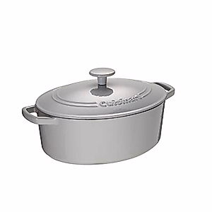 Cuisinart Chef's Classic Enameled Cast Iron 5.5-Quart Oval Covered Casserole, Enameled Cool Grey
