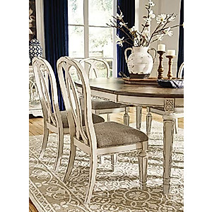 Signature Design by Ashley Realyn French Country Ribbon Back Dining Chair, 2 Count, Chipped White