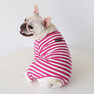 Harikaji Dog Pajamas,Dog Striped Jumpsuit Pet Clothes Leg Cover Pjs for Cats Dogs(Pink,L)