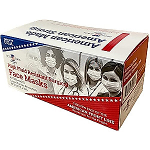 MADE IN USA -Level 3 - Disposable Face Masks - 3-ply - 50ct - Adjustable Fit White