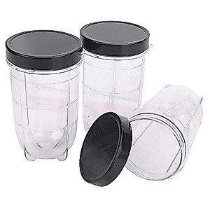 3 Pack Small 16oz Cup with Lids Magic Bulle Replacement Part Cup Mug with lids Compatible with 250w MB1001 Magic Bullet Mugs & Cups Blender Juicer Mixer