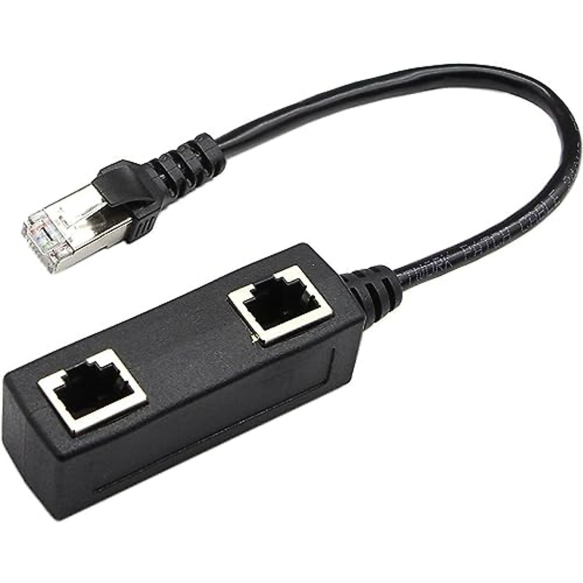 RJ45 Network Splitter Adapter Cable,zdyCGTime 1 RJ45 Male to 2 RJ45 Female Network Y Splitter Cable, LAN Connector, Suitable for Super Category 5 Ethernet, Category 6 Ethernet.(Black) (Black)