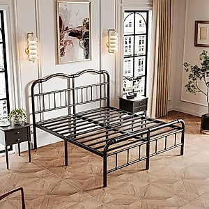 FDLOGW Cal King Size Bed Frame with Headboard and Footboard, 14 Inch High, No Box Spring Needed Heavy Duty Metal Platform Bedframe, Noise Free