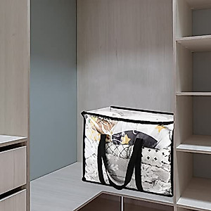 Fasmov 4 Pack Clear Clothes Storage Bag Organizer with Reinforced Handle, Closet Organizer Vinyl Bag for Bedding, Linen, Blankets, Duvet Covers, Comforters, Clothes & Toys