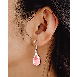 Akeoqi 6 Pairs Leverback Dangle Earrings Set Multi-color Tear Drop Cubic Zirconia Dangle Earrings For Women