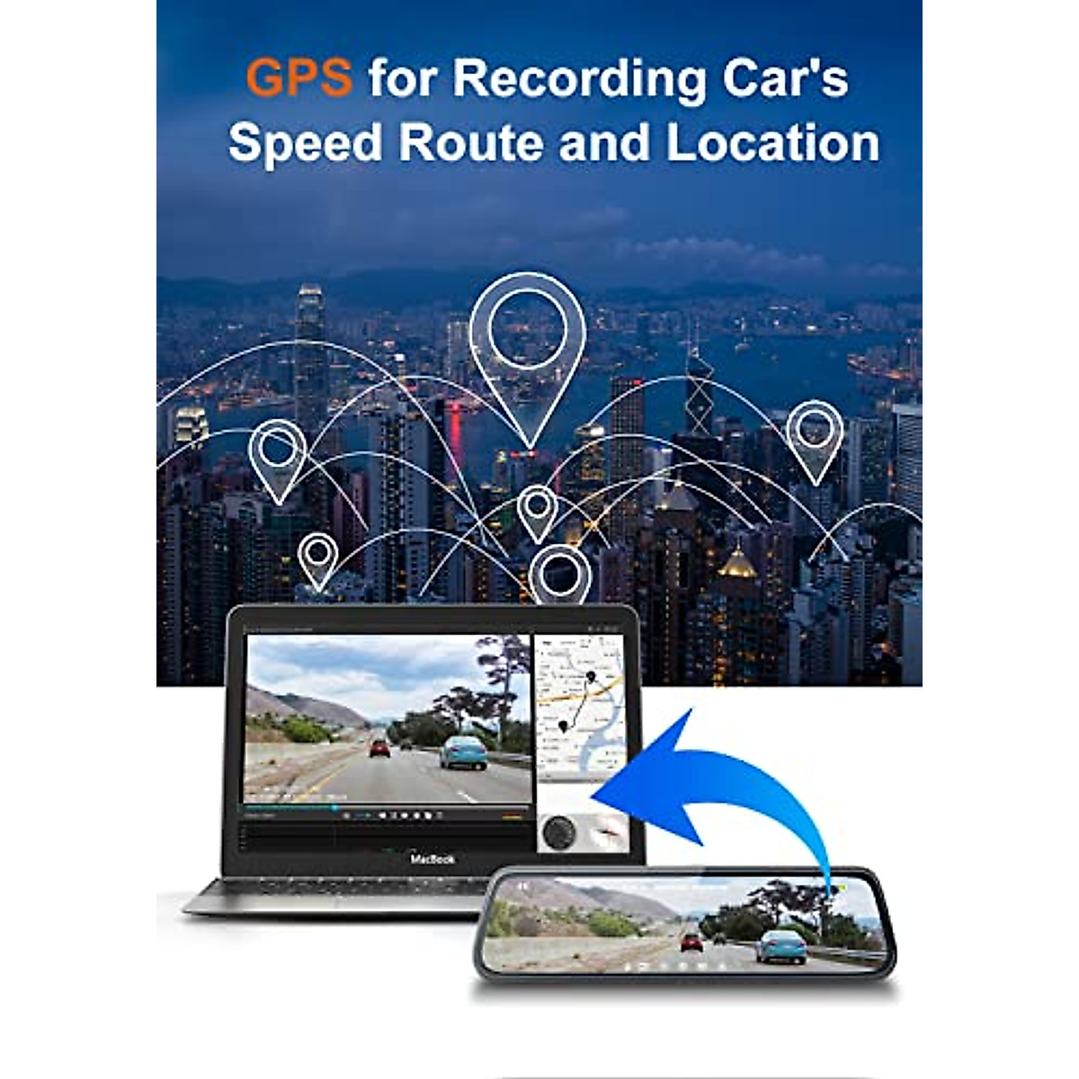 ThiEYE 4K Mirror Dash Camera 10'' Touch Screen, Carview 4 Dual Dash Cameras Front and Rear Lens,Super Night Vision,Parking Monitoring,Reversing Assistance, Voice Control & GPS