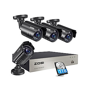 ZOSI 3K Lite Security Camera System with AI Human Vehicle Detection,H.265+ 8CH HD TVI Video DVR Recorder with 4X HD 1920TVL 1080P Indoor Outdoor Weatherproof CCTV Cameras,Remote Access,1TB Hard Drive