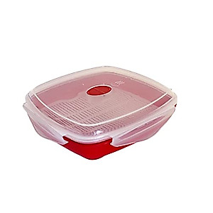 Vented Microwave Steamer Cooks Vegetables Fish Meats Poultry Rice BPA Free
