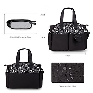 Diaper Bag Tote with Pacifier Case&Changing Station Upgrade Multi-Function Messenger Weekender Bag Baby Bag with Adjustable Shoulder Strap Insulated Pockets (N Black)