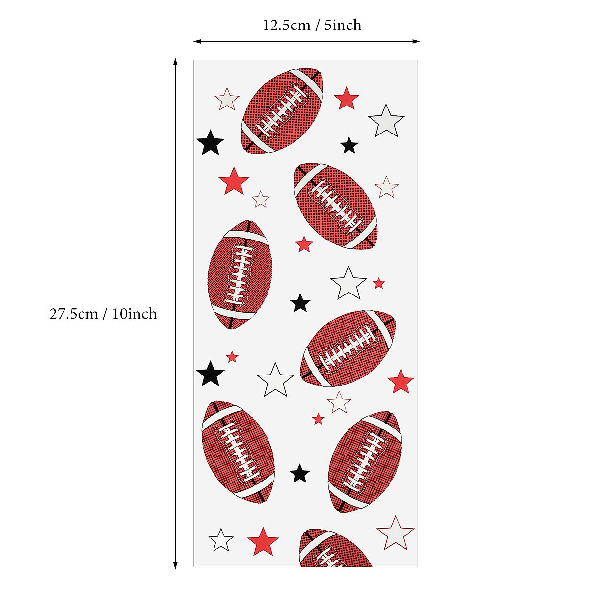 Blulu 100 Pieces Football Treat Bags Football Candy Favor Bags Heat Sealable Football Cellophane Bags Football Party Goody Bags with 100 Pieces Silver Twist Ties for Football Party Favors