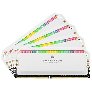 Corsair Dominator Platinum RGB 64GB (4x16GB) DDR4 3200MHz C16 Desktop Memory (12 Ultra-Bright CAPELLIX RGB LEDs, Patented Dual-Channel DHX Cooling Technology, Intel XMP 2.0 Support) White