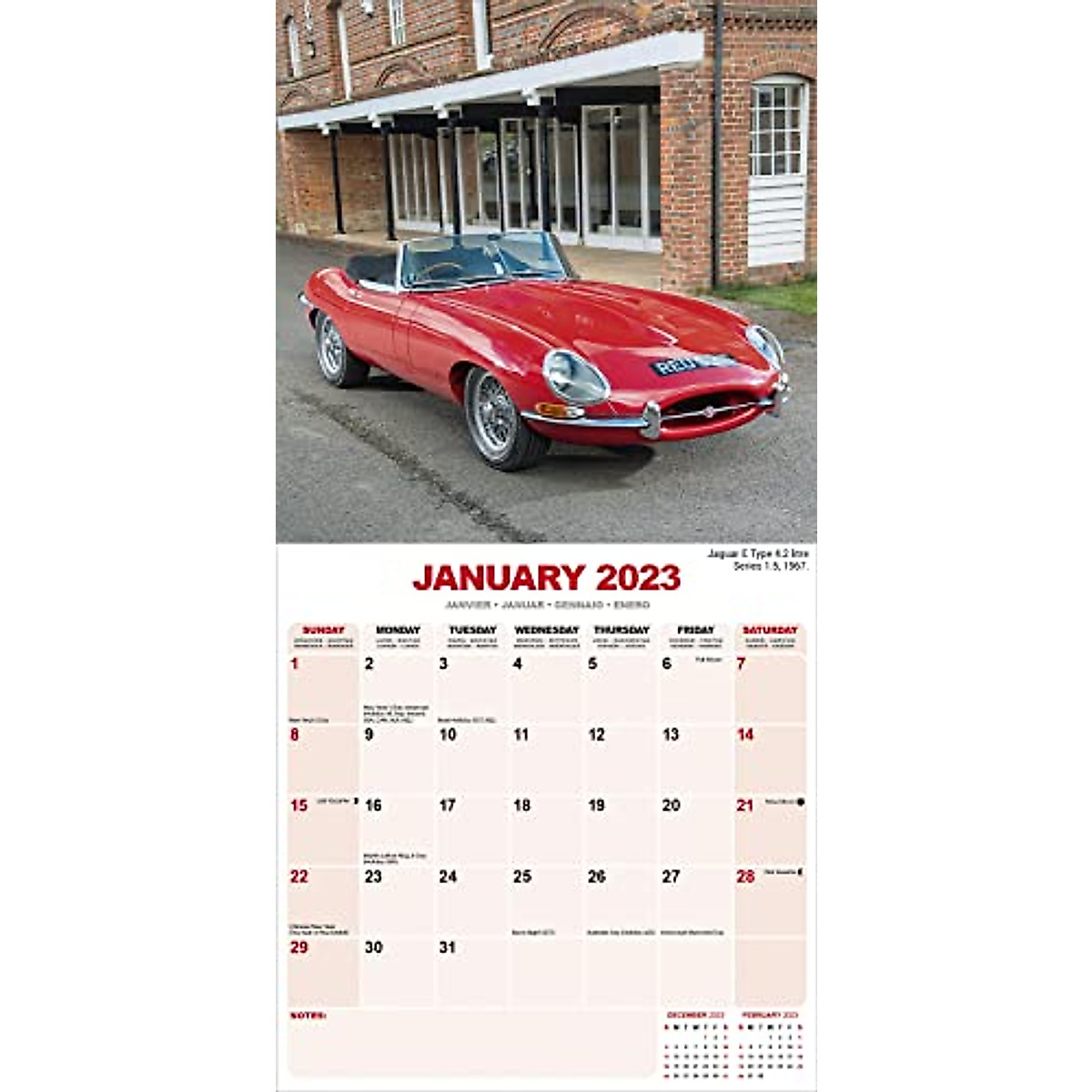 Sports Cars Calendar - Classic Sports Cars Calendar- Calendars 2022 - 2023 Wall Calendars - Car Calendar - Automobile Calendar - Classic Sports Cars 16 Month Wall Calendar by Avonside