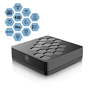 BuzzTV U5 Android 11 TV Box, Quad-Core Amlogic S905x4 Processor, 4GB DDR4 RAM, 32GB Storage, 6th Generation Wireless AX, 4K UHD Streaming Media Player