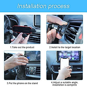 Phone Holder Mount for Car, Adjustable Durable Gravity Phone Holder for Air Vent with Clip, Compatible with 4-7" Mobile Phones, Devices, Fit for Most Cars, Car Accessories (Silver)