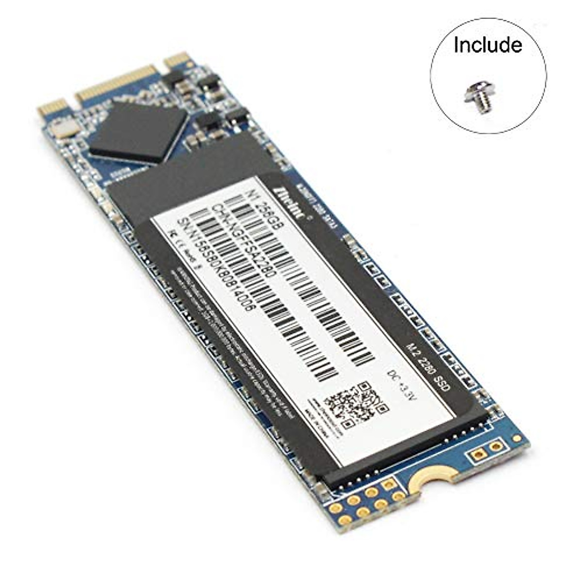 Zheino M.2 SSD 2280 256GB NGFF SATA Internal 3D Nand Solid State Drive for Ultrabooks and Tablets