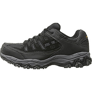 Skechers Men's Cankton Steel Toe Construction Shoe, Black/Charcoal, 11