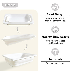 Beright 2 Pack Storage Bins, Collapsible Wash Basin Folding Dish Tub Sink, Space Saving for Dishing, Fruit, and Camping, Hiking and Home, White, 2 in 1 Set