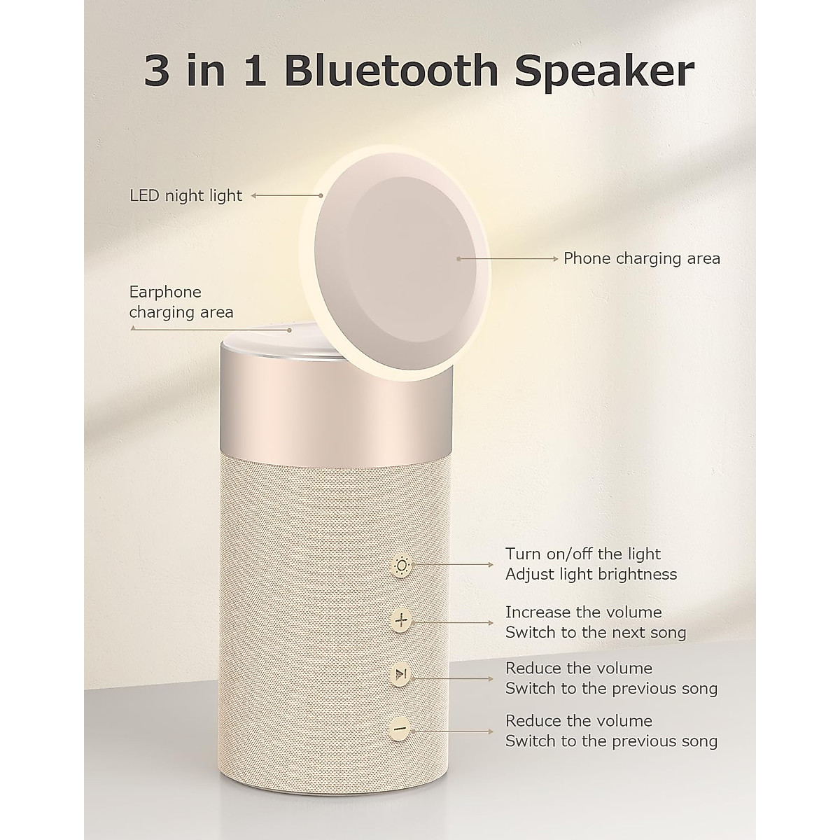 COLSUR Bluetooth Speaker with Night Light, Magnetic Wireless Charger, 2 in 1 Wireless Charging Station for iPhone 14/13/12 Series, AirPods Pro/3/2（Gift Ideal）