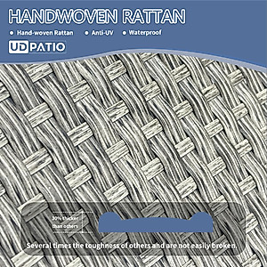 UDPATIO Patio Furniture Set with Fire Pit Table,Integrated Outdoor Sectional 11 Pieces Rattan Modular Curved Sofa Set with Propane Fire Pit,Wicker Side Table,6 Pillows,Fit for Backyard,Poolside(Grey)