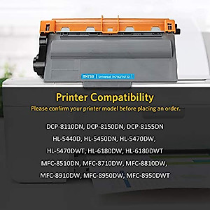 v4ink Compatible Toner Cartridge Replacement for Brother TN-750 TN750 TN-720 High Yield Toner Black for Brother hl-5470dw hl-6180dw HL-5450dn dcp-8110dn mfc-8710dw mfc-8950dw Printer, 1 Pack