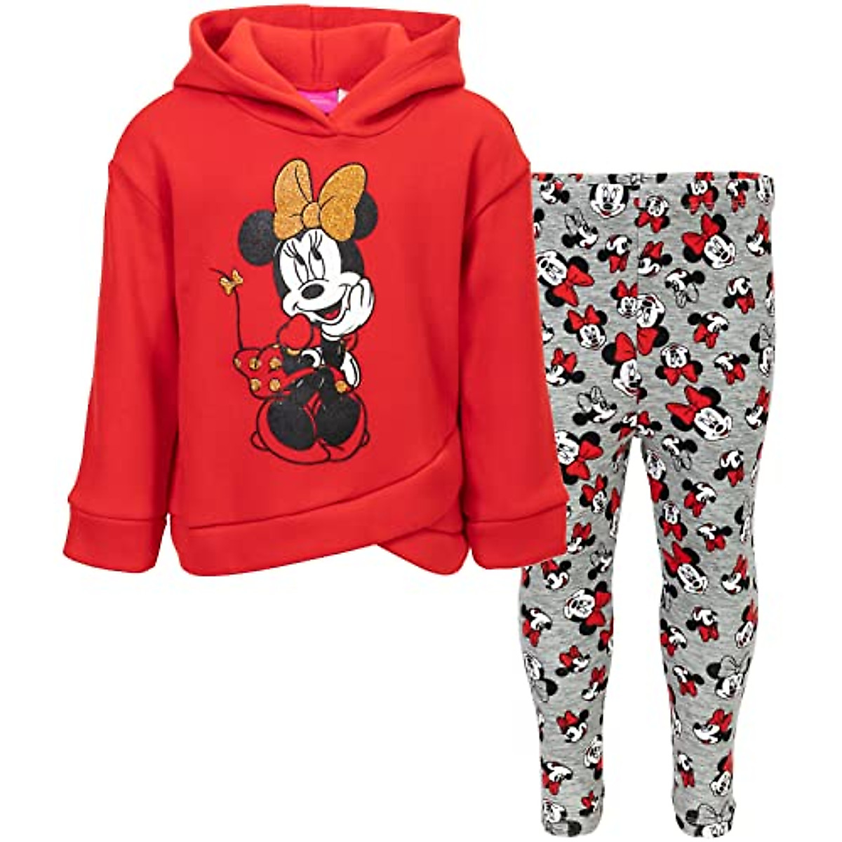 Disney Minnie Mouse Infant Baby Girls Fleece Hoodie and Leggings Outfit Set Red 18 Months