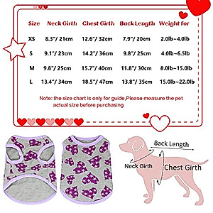CooShou 3 Pcs Dog Holiday Shirts Pet Soft Cotton T-Shirts Outfits Heart Pattern Puppy Shirt Dog Spring Summer Lightweight Pet Tank Top Puppy Outfit