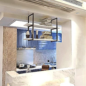 Ceiling Glass Rack Ceiling Shelf,2 Tier pood Shelves/Bar Hanging Decoration Storage Rack,for Bars/Restaurants/Kitchens Decorative Floer Stand/Rack