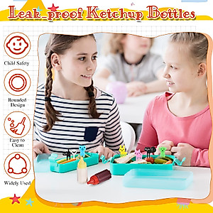 Zubebe 36 Animal Food Picks for Kids 8 Mini Condiment Bottles Ketchup Squeeze Bottle 4 Sauce Container Lunch Bento Box Accessories