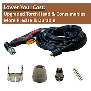 LOTOS LTP5000D Plasma Cutter, 2024 Upgraded 5/8" 16mm Clean Cut 3/4" 20mm Severance Cut 50A Non-Touch Pilot Arc Plasma Metal Cutter Machine, Plasma Cutting Equipment, Dual Voltage 120V or 240V, Brown