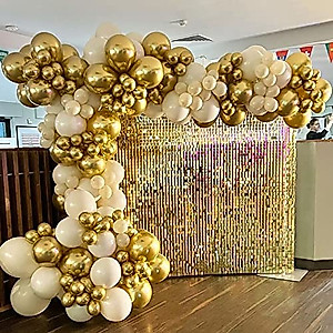 ZOPIBAICO White Gold Balloon Garland Arch Kit - 124pcs 18 12 10 5In White Metallic Chrome Gold and Gold Confetti Latex Balloons for Graduation Birthday Wedding New Year Party Decorations