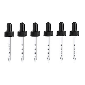 Calibrated Glass Eye Dropper Caps for 1 oz/ 30 ml Bottle fits 20-400 Neck finish (Pack of 6)