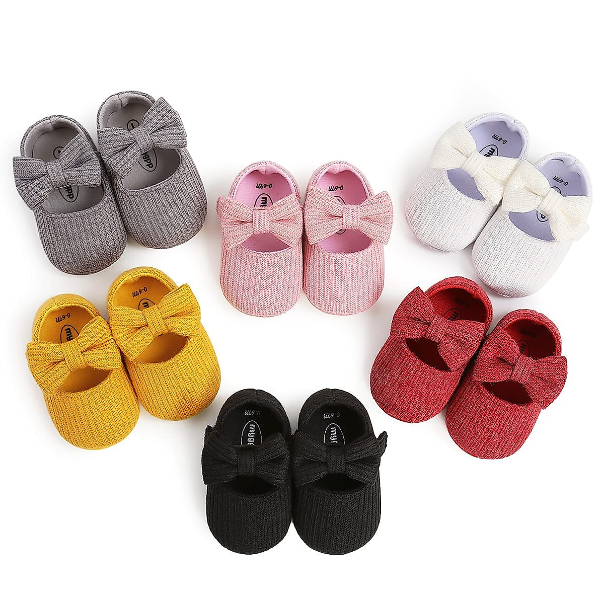 QWZban Baby Girls Mary Jane Flats with Bowknot Soft Newborn Infant Crib Shoes Wedding Party Dress Shoes First Walkers