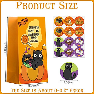 Spakon 36 Pcs Religious Halloween Candy Bag Party Favors with 36 Stickers Trick or Treat Candy Favor Bag Filler Paper Supplies for Religious Halloween Theme Party Decorations Gifts to Friends