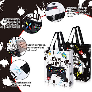 Sweetude 30 Pcs Video Game Gift Bag with Handle Game Party Supplies Reusable Gaming Non Goody Bag for Girl Boy, 2 Styles(Black, White)