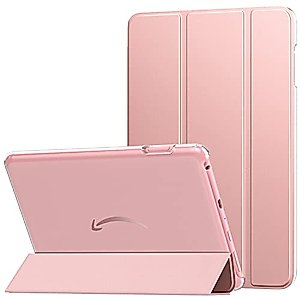 MoKo Case Fits All-New Amazon Kindle Fire HD 8 & 8 Plus Tablet(12th Generation/10th Generation, 2022/2020 Release) 8",Trifold Stand Cover with Translucent Backshell with Auto Wake/Sleep,Rose Gold