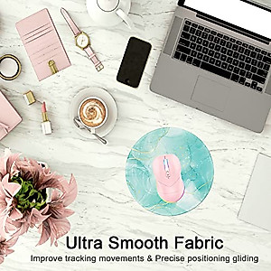 Round Mouse Pad,Gaming Mouse Pad,Non-Slip Rubber Base Mouse Mat with Stitched Edge 7.9 x 7.9 Inch for Laptop Computer (Marble Gentle Green)