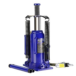 Air Hydraulic Bottle Jack, 12 Ton All Welded Bottle Jack, 10.2-20.1 inch Lifting Range, with 2-Section Long Handle, for Car, Pickup Truck, Truck, RV, Auto Repair, Industrial Engineering (Blue-12 Ton)