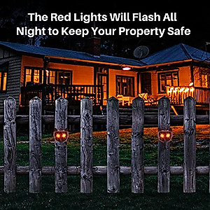 4 Pack Solar Animal Repeller Outdoor with Red LED Lights, Night Guard Animal Predator Repellent for Scares Raccoon Skunk Coyote Deer Repellent for Yard Chicken Coop Garden Farm Protection