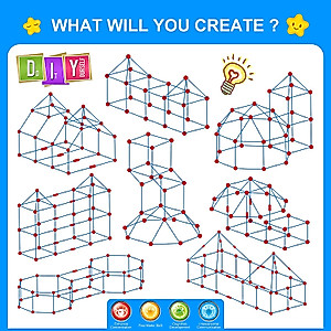 SpringFlower Fort Building Kit for Kids,STEM Construction Toys, Educational Gift for 4 5 6 7 8 9 10 11 12 Years Old Boys and Girls,Ultimate Creative Set for Indoor & Outdoors Activity,120 Pcs
