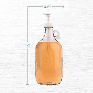Half Gallon Glass Pump Dispenser Bottle, Large Jug with Pump for Laundry Soap Dispenser, Liquid Detergent, Fabric Softener, Syrup Pump - 64 oz Capacity - by Kitchentoolz