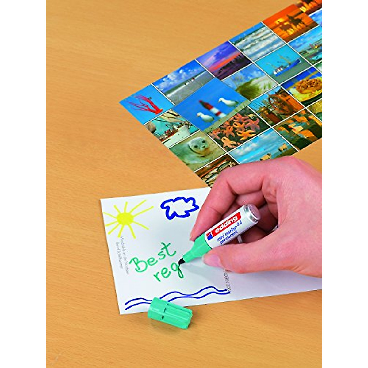 edding 0.5 mini permanent marker - black, blue, turquoise, red - 4 pens - fine round nib 1 mm - waterproof, quick-drying - smudge-proof - mini marker for cardboard, plastic, wood, metal