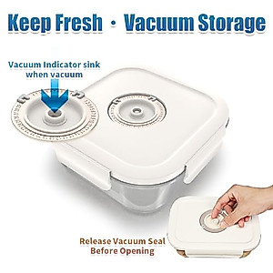 GENIEX Glass Vacuum Food Storage Containers Set - 3pc Square Vacuum Seal Containers for Meal Prep, Fruit Preservation, and Marinades - Easy Clean Food Saver for Vacuum Seal (Sealer Sold Separately)