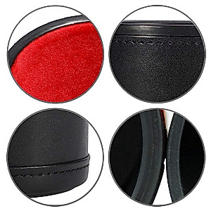 Cyber-Deals Set of Dice Cup Black PU Leather w/Plush Black Felt Lined + 16mm Zinc Alloy Metal Dice, Gift Boxed (Nickel, Red)