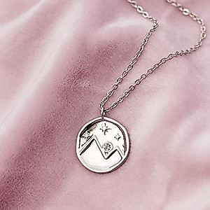 Pura Vida 18" Silver Crystal Mountain Coin Necklace - Handmade Statement Necklace with Czech Crystal - Silver Necklace for Women, Long Necklaces for Teen Girls, Boho Jewelry for Women - 3" Extender