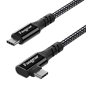 Fasgear USB C to Type C 3.2 Gen 2x2 Cable 3ft,90 Degree 20Gbps 100W Charging Braided 4K Video Monitors Cord Compatible for [Thunderbolt 3/4] M1 Macbook Pro,iPad Pro,Dell Laptops,Samsung Galaxy (Black)
