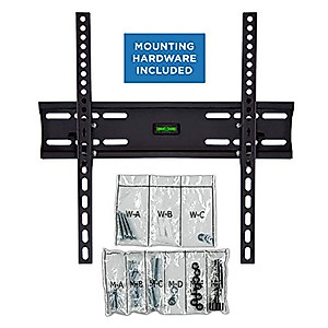 Mount-It! Tilt TV Wall Mount Bracket Up to VESA 400x400 | Low-Profile Tilting Mounting Bracket Compatible with 32 to 55 Inch Flat Screen TVs, 77 Lbs Capacity