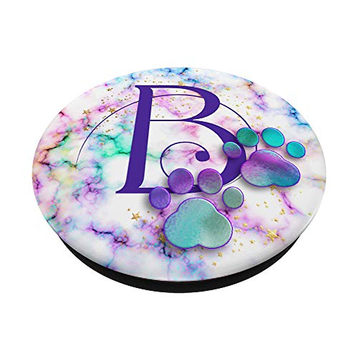 Purple Monogram Letter B Initial Rainbow Cat Dog Paw PopSockets Swappable PopGrip