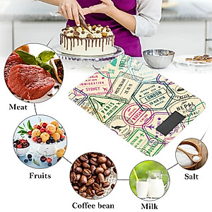 Travel Stamps Visa Food Scale Waterproof Digital Kitchen Scales Weight Ounces and Grams with Easy to Clean for Weight Loss, Baking, Cooking