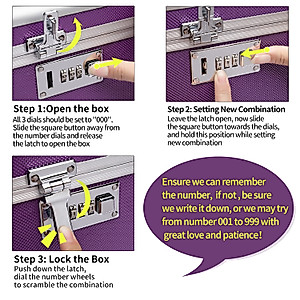 HEWEI WORKS Locking Box with Portable Storage Case, 14.2''x 7.2''x 8.2''，Childproof Medication Lock Organizer, Lockbox for Documents，Medicine & Valuables (Purple/Large)